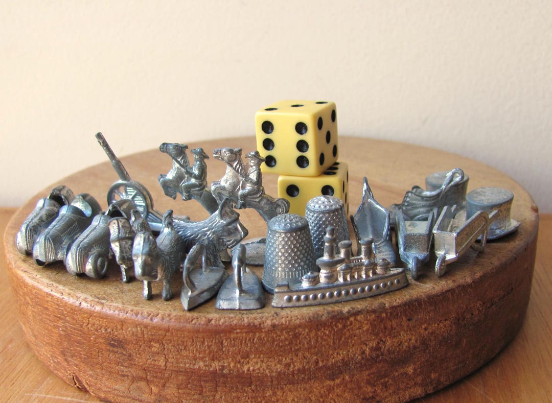 20 Monopoly Game Pieces 2 Dice Tokens Metal Charm Replacement Horse Dog ...