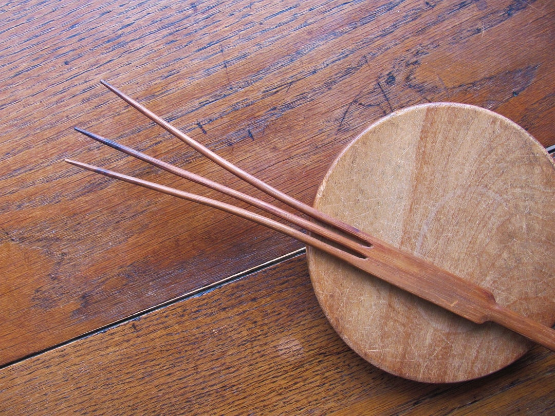 Quaker Fork Feather Tines Like Laundry Fork Wash Stick Stir Wood Paddle ...