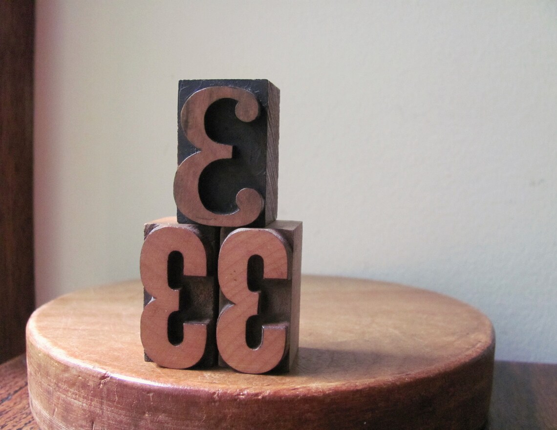 Printers Block Number 3 Letterpress Stamp Wood Block Printing - Etsy