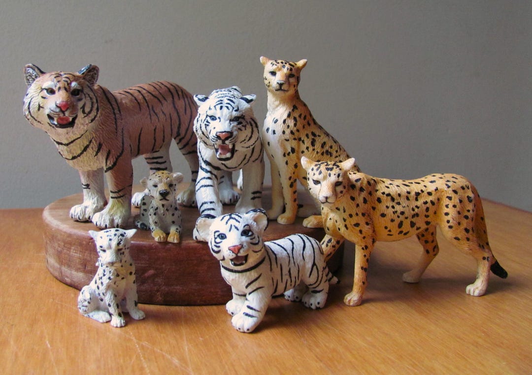 3 Tigers 4 Leopards Safari Terra Battat Mini Jungle Cat Noah Ark Animal ...