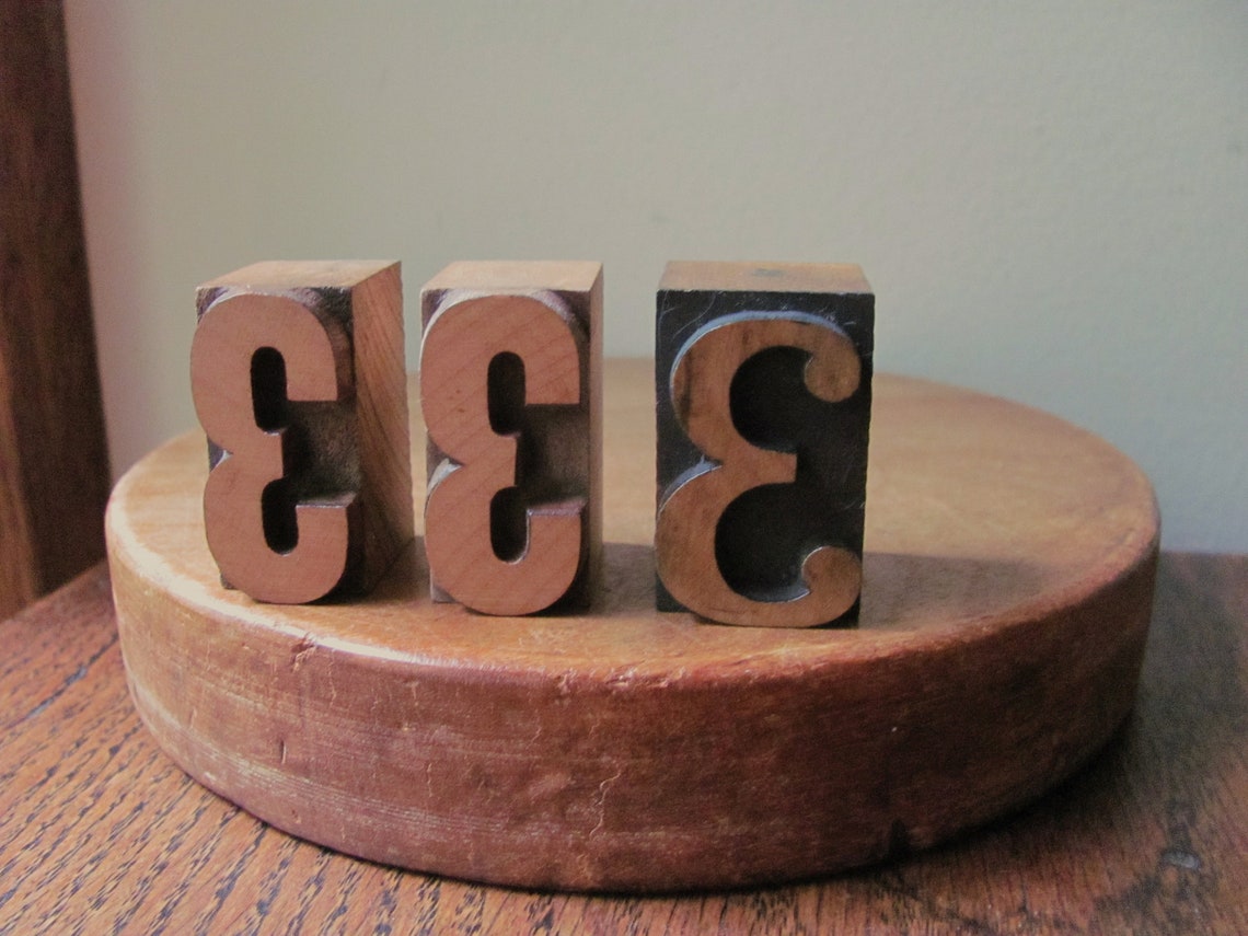 Printers Block Number 3 Letterpress Stamp Wood Block Printing - Etsy