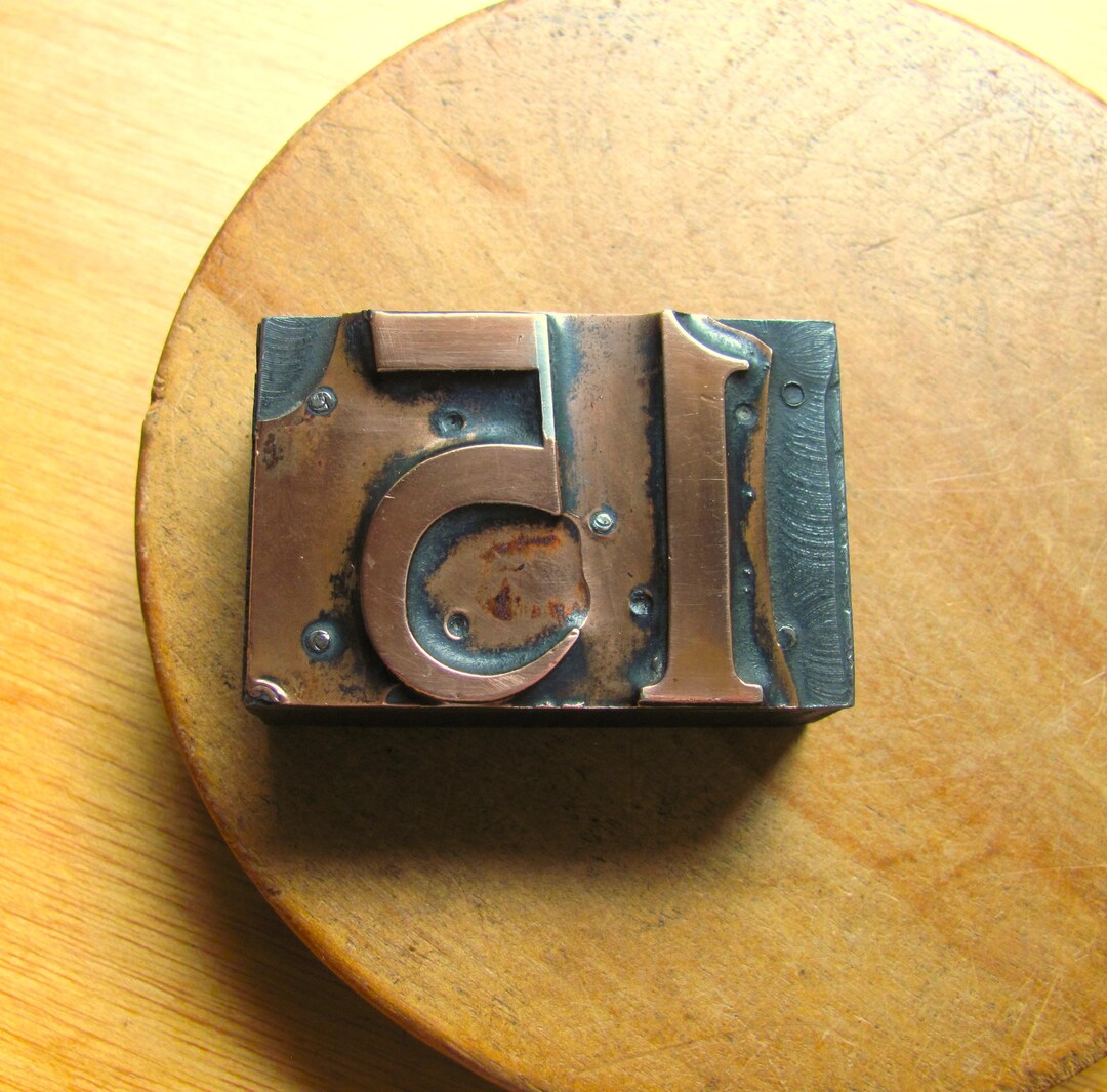 Printers Block 15 Number Copper Letterpress Wood Print Type Stamp ...
