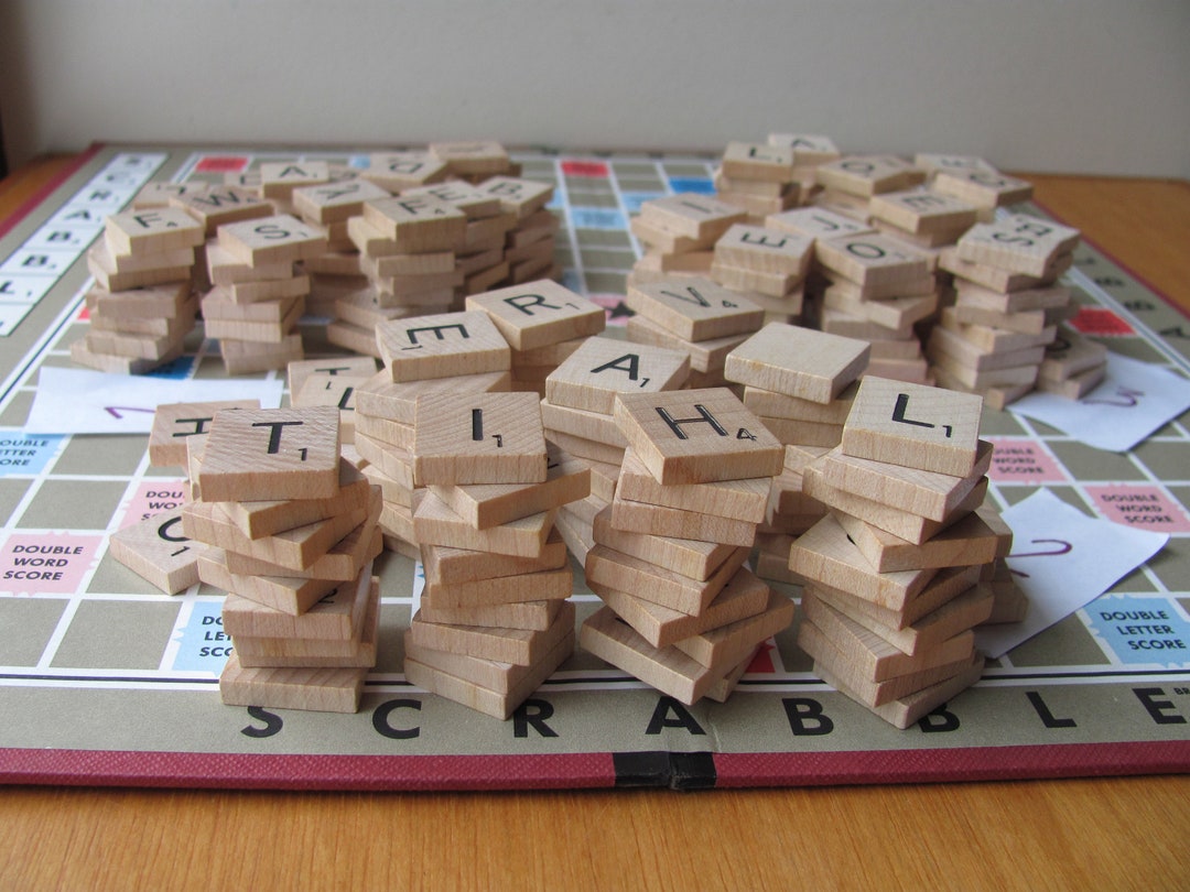 300 Scrabble Tiles 3 Sets Letter Wood Game Pieces Wooden Alphabet Block ...