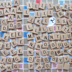 3 Scrabble Tile Sets 300 Letter Game Pieces Wooden Alphabet Block Wood ...