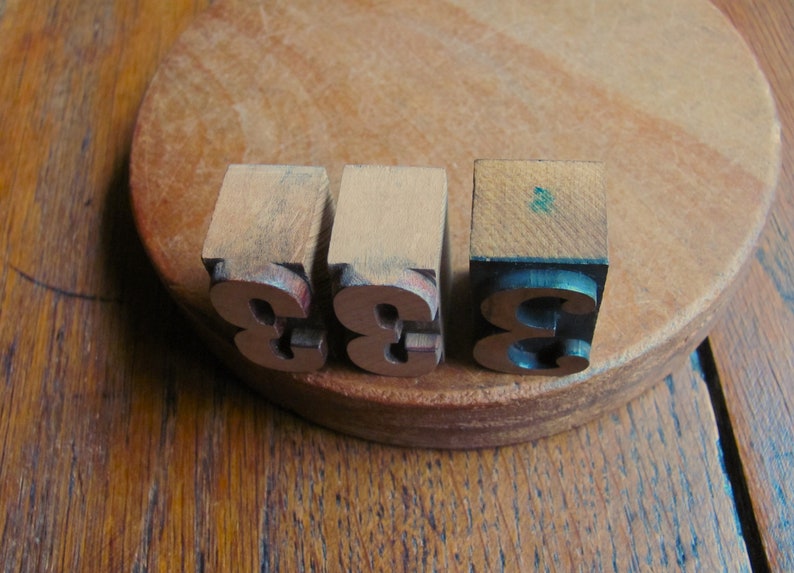 Printers Block Number 3 Letterpress Stamp Wood Block Printing - Etsy