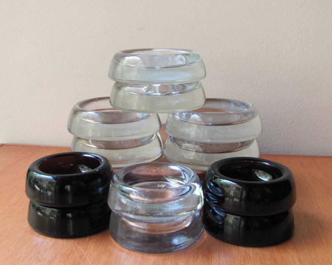 12 Hazel Atlas Amber Clear Glass Furniture Coasters Floor Protector ...