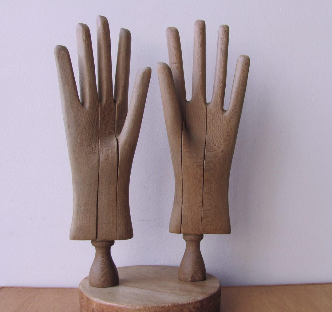 Glove Stretcher Hand Mold 3 Part Form Wood Store Display Stand Antique ...
