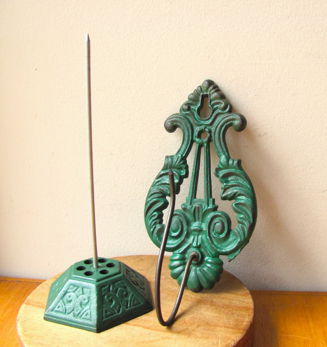 2 Receipt Letter Spikes Hooks Green Spindles Bills Notes Paper Hanging ...