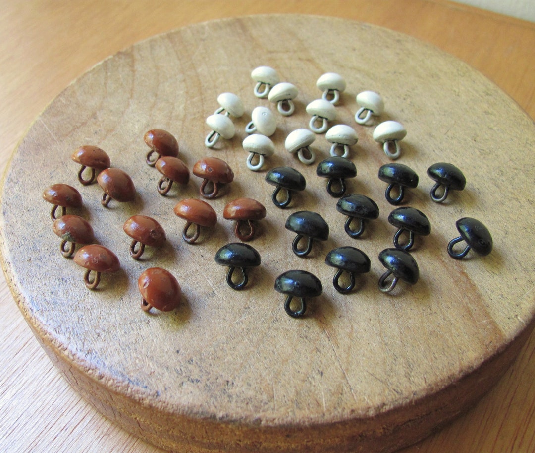 Shoe Buttons Antique White Brown Black Wood Metal Loop Shank Button ...