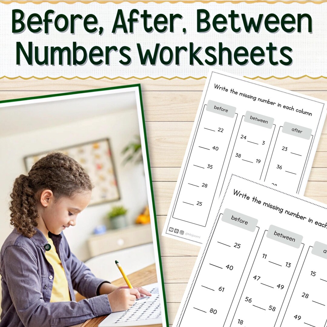 Preschool Math Worksheets | Before After Between Numbers - Etsy