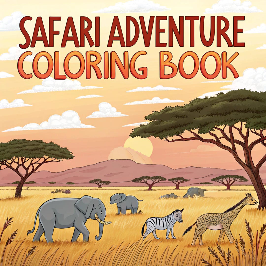 Safari Animals Coloring Book: Jungle Adventure Art for Kids (PDF ...
