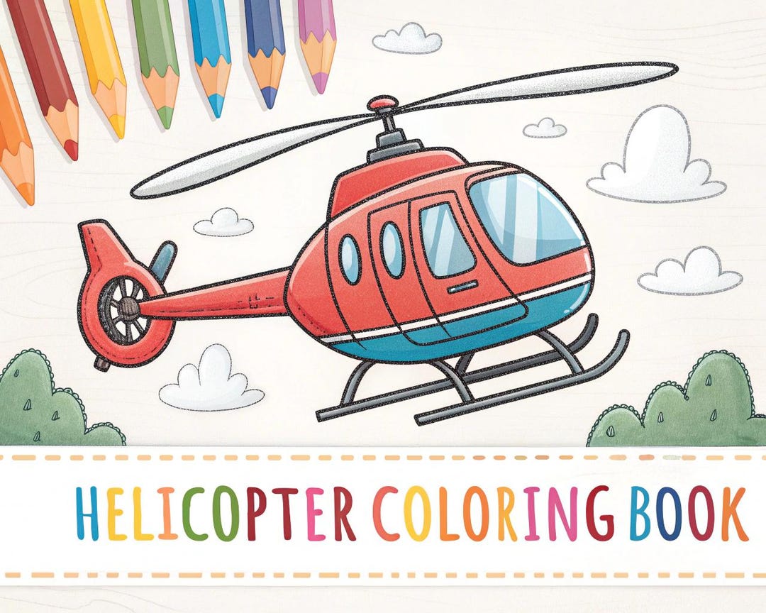 Helicopter Coloring Book for Kids – 20 Printable A4 Pages – Fun and ...