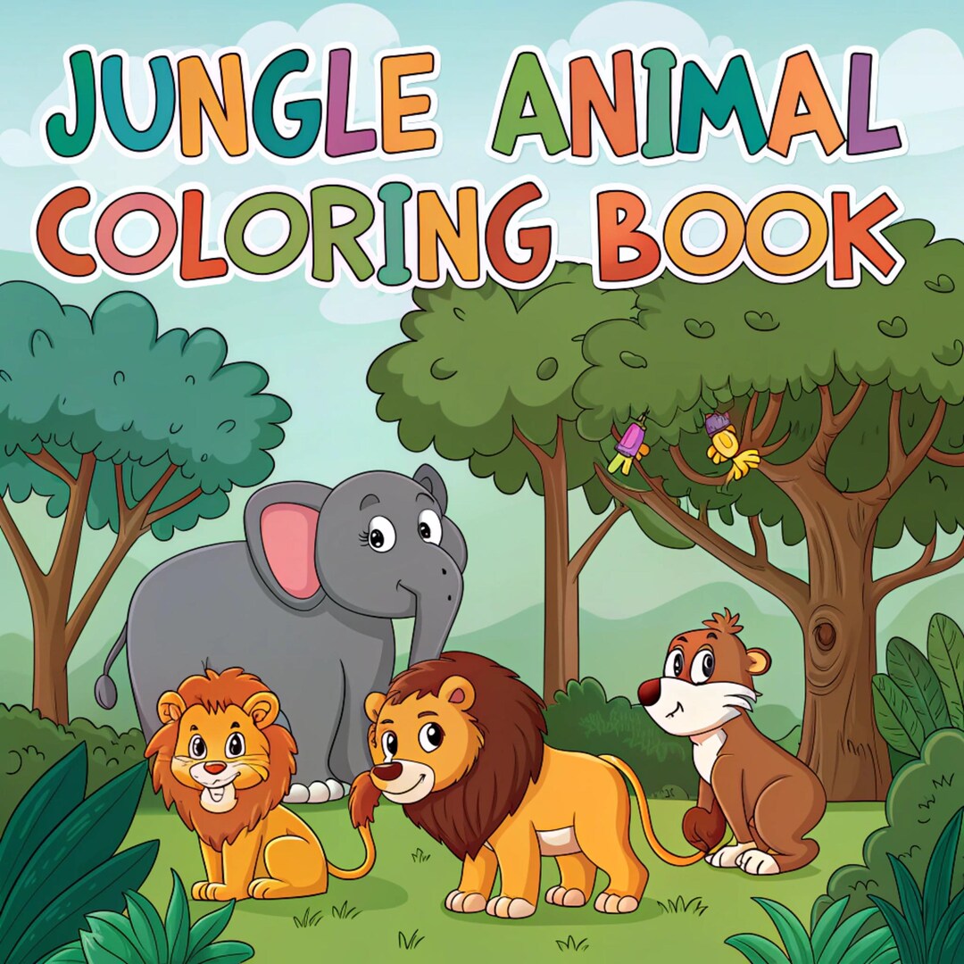 Jungle Animal Coloring Book: 20 Pages of Safari Art (PDF, Procreate ...