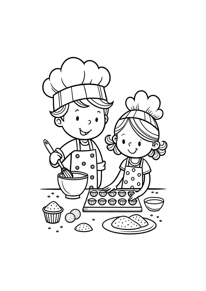 Kitchen Coloring Book: 20 Food Art Pages for Toddlers (PDF Download - Etsy
