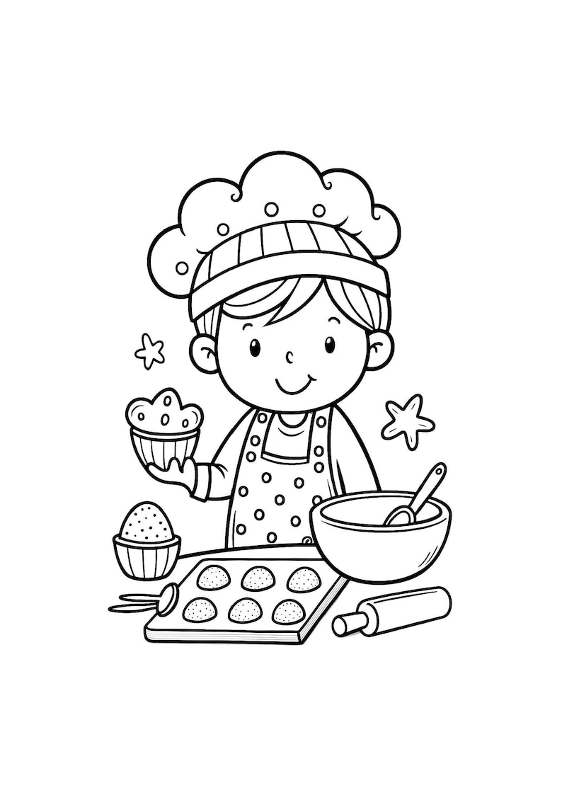 Kitchen Coloring Book: 20 Food Art Pages for Toddlers (PDF Download - Etsy