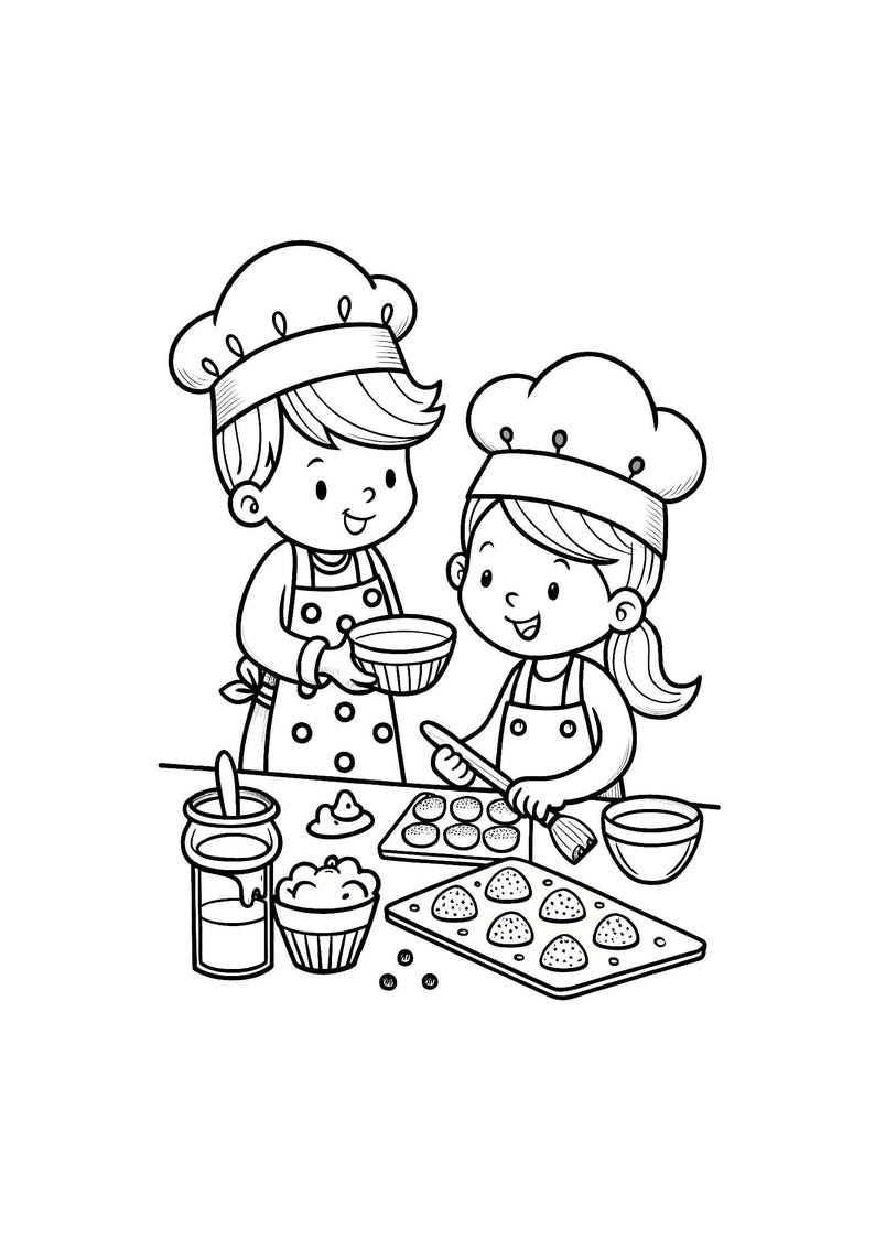 Kitchen Coloring Book: 20 Food Art Pages for Toddlers (PDF Download - Etsy