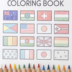 World Flags Coloring Book: 20 Printable Pages, Educational Activity ...