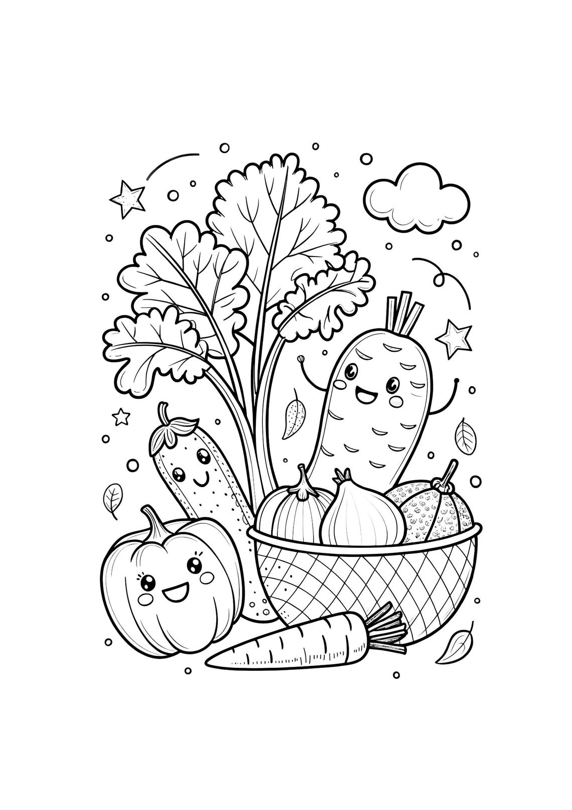 Vegetable Coloring Book: 35 Pages of Garden & Food Art (PDF Pattern) - Etsy