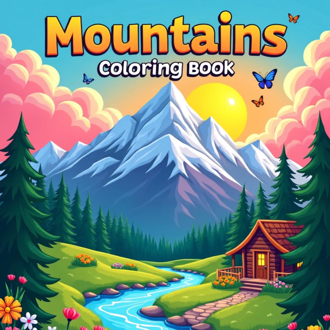 Mountain Coloring Book | 25 Relaxing Nature & Landscape Pages - Etsy