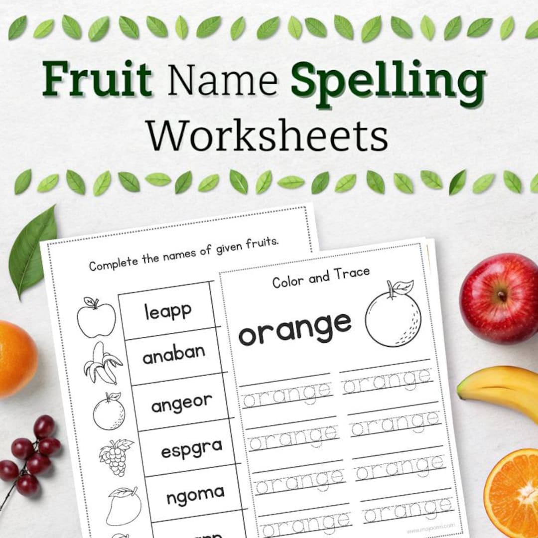 Fruit Name Spelling Worksheet for Kids – Learn to Spell Fruits ...