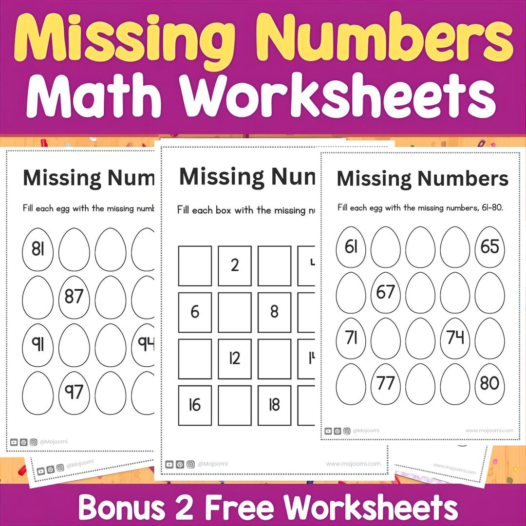 Missing Numbers Worksheet – Number Sequence Practice Kids Math's ...