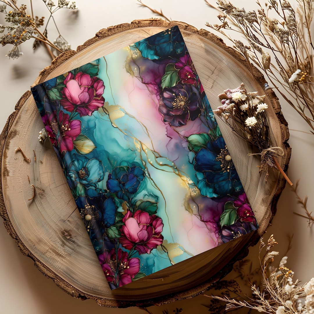 Jewel Tone Flower Motif Journal- Matte Hardcover Notebook for Writing ...