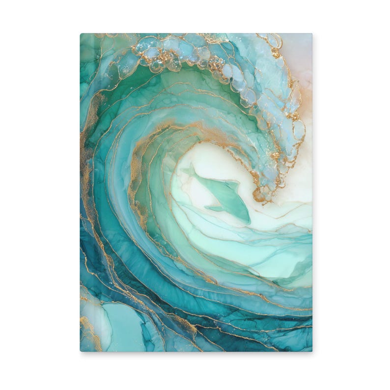 Ocean Dolphin Aqua Gold Hardcover Journal – Coastal Sea Theme Art ...