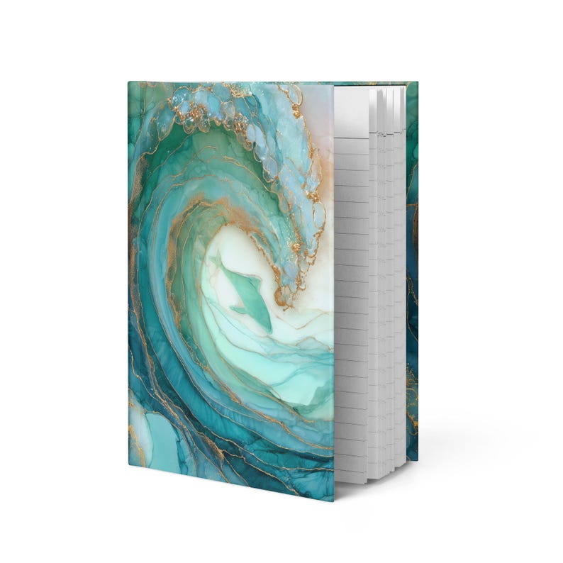 Ocean Dolphin Aqua Gold Hardcover Journal – Coastal Sea Theme Art ...