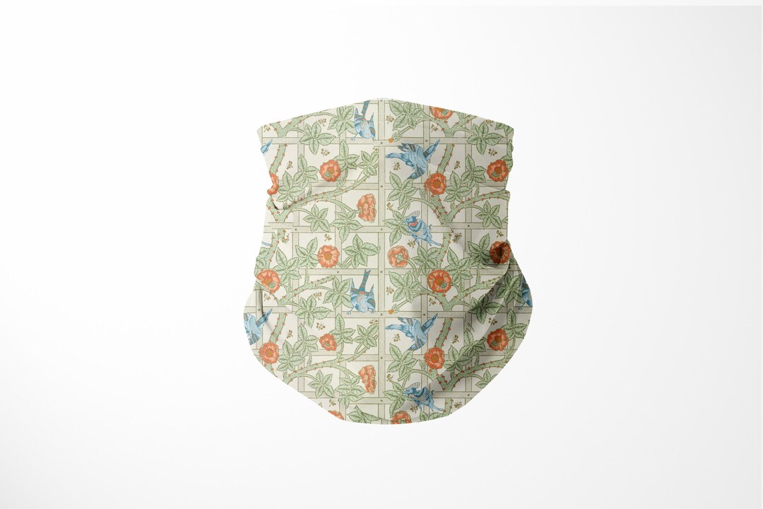 William Morris Trellis Neck Gaiter Headband – Vintage Birds & Roses ...