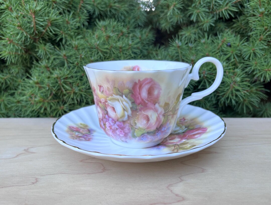 Vintage Royal Stuart Fine Bone China Teacup Saucer Set | Rose Pattern ...