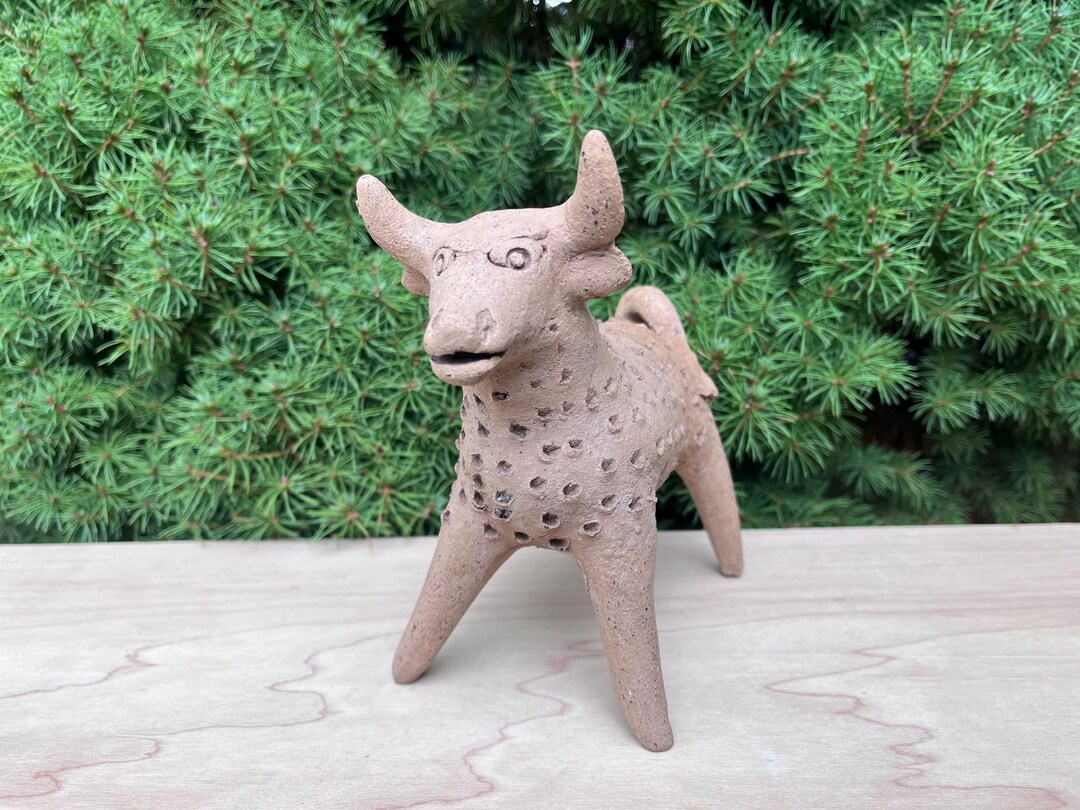 Vtg mexican Art Chia Pet decorative Planter Bull Sculpture - Etsy