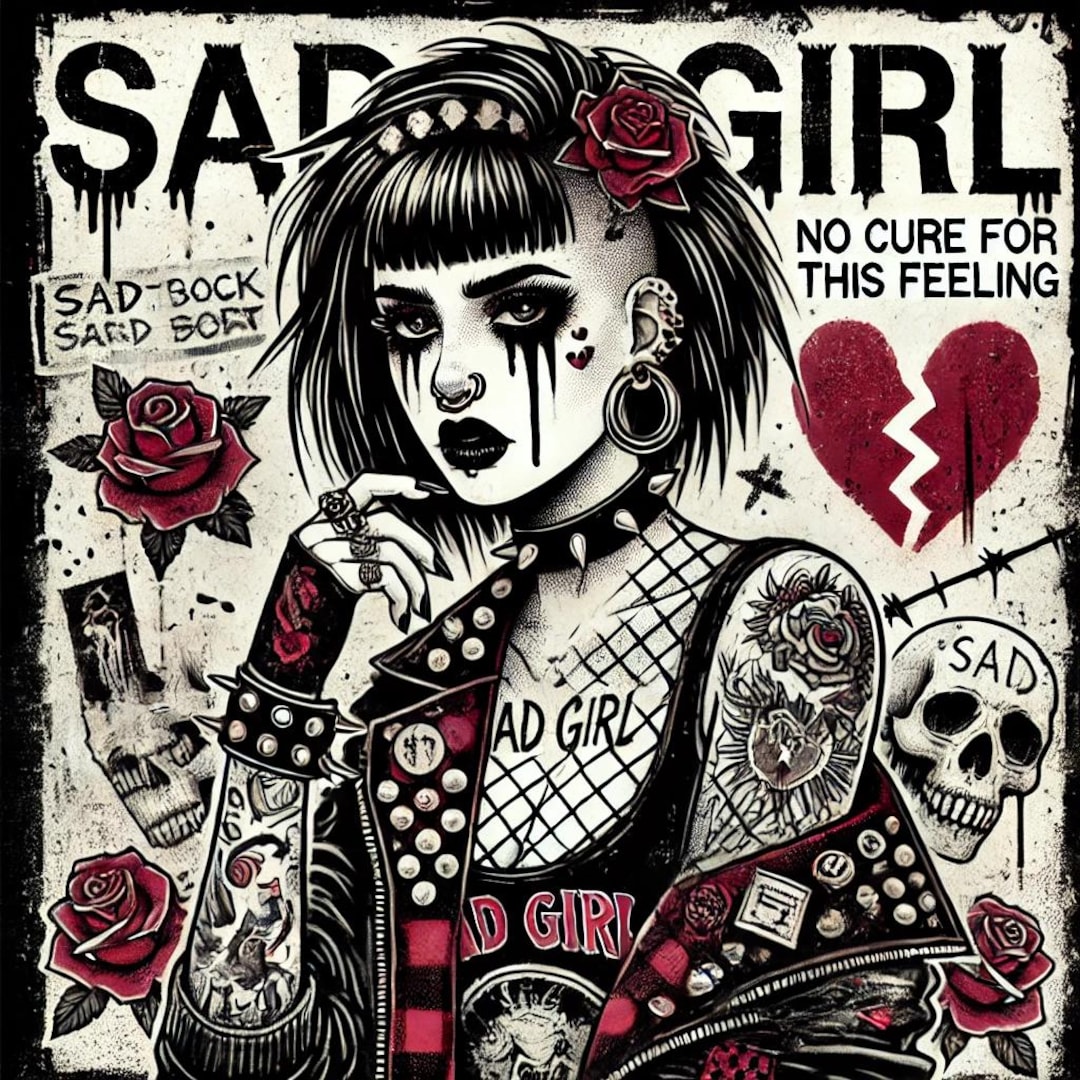 Punk Rock Sad Girl Tattoo Digital Print Poster - Etsy UK