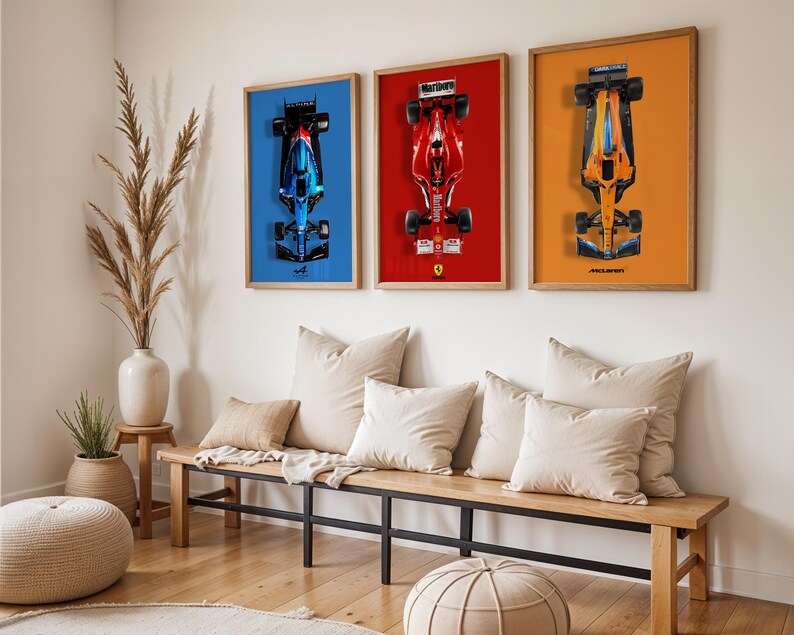 Formula 1 Car Posters Set of 3 Wall Art: Ferrari, Mclaren, Alpine ...