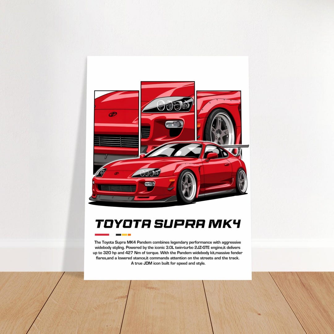 Toyota Supra MK4 Car Poster, Man Cave Decor, Automotive Print, JDM ...