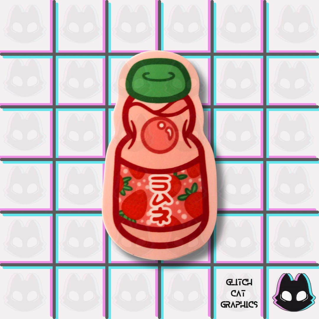 Kawaii Ramune - Strawberry Flavor - Matte Vinyl Sticker - Etsy