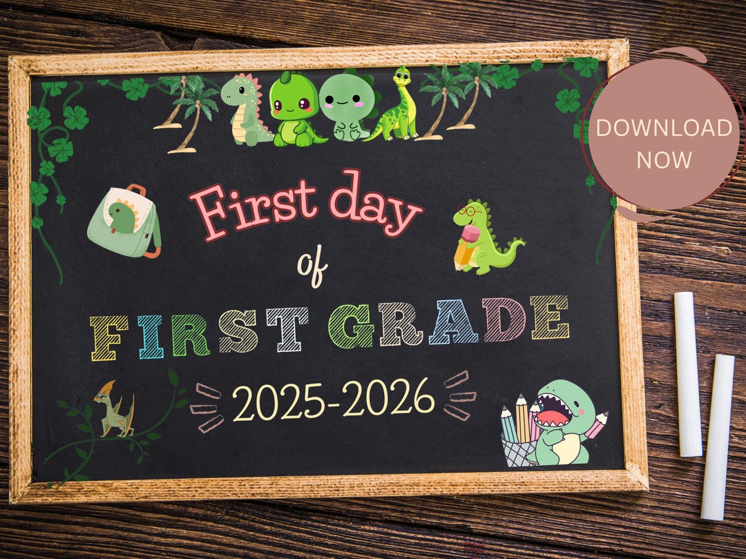 Dino First Day of School Sign Printable | Dinosaur Back to School ...