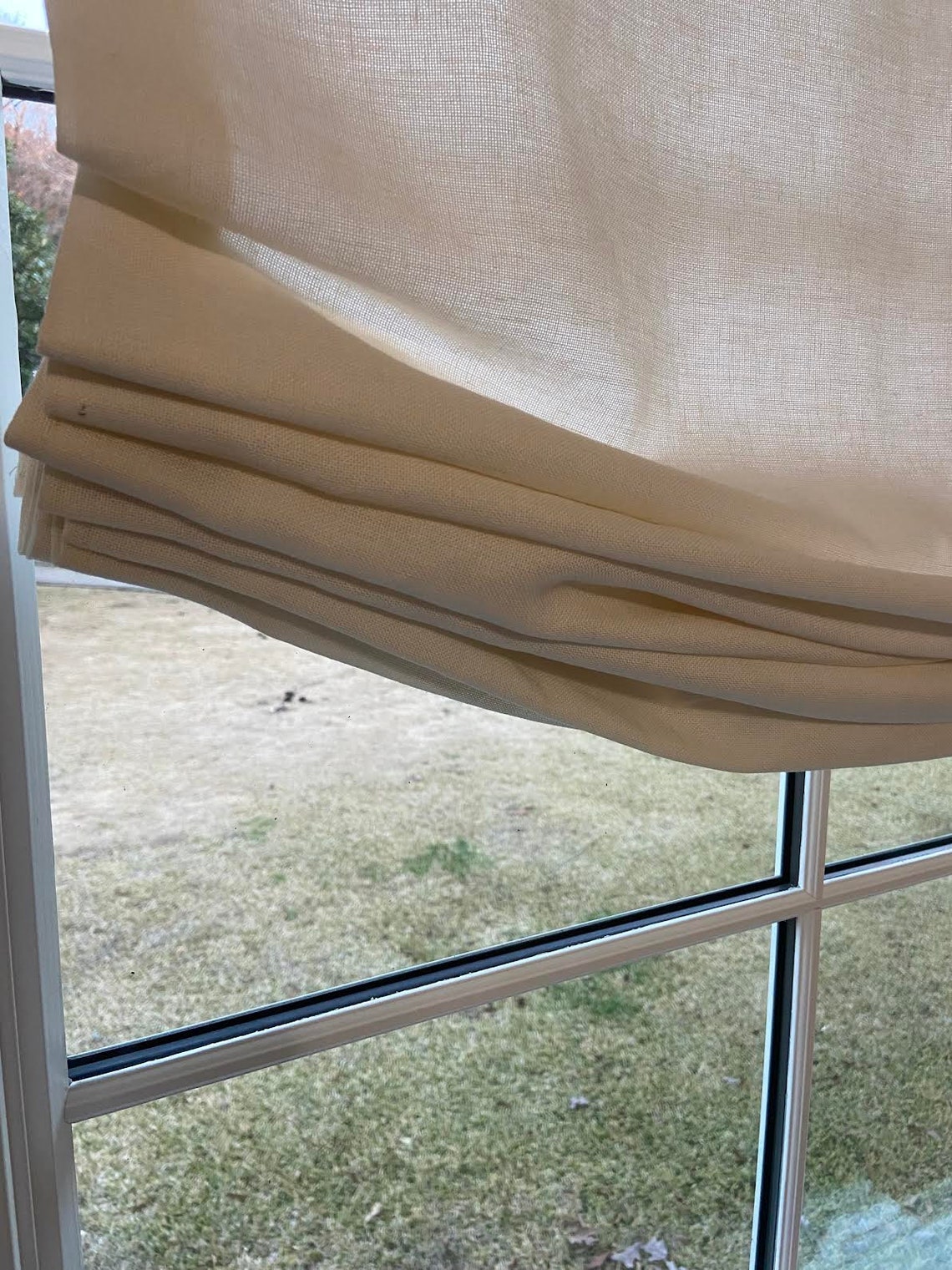 Relaxed Belgian Linen Cordless Roman Shade Inside Mount Outside Mount ...