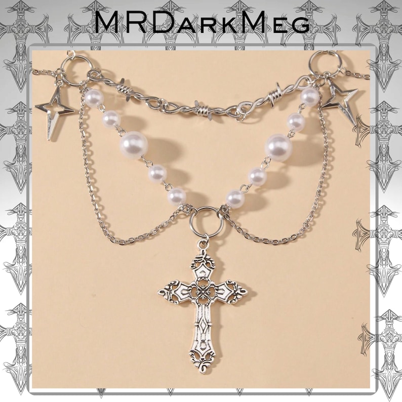 Y2K Goth Cross Pendant Necklace: Edgy Statement Jewelry - Etsy