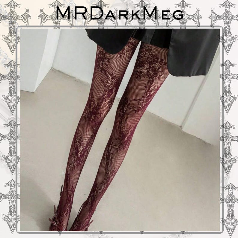 French Retro Lace Rose Pattern Sheer Pantyhose – Slimming, High Elastic ...