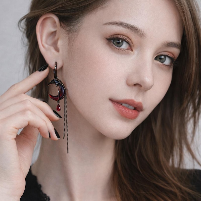 Red Rose Earrings Goth - Etsy