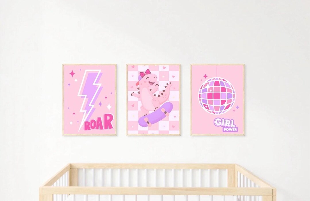 Set of 3 Girl Power Dino Posters - Etsy