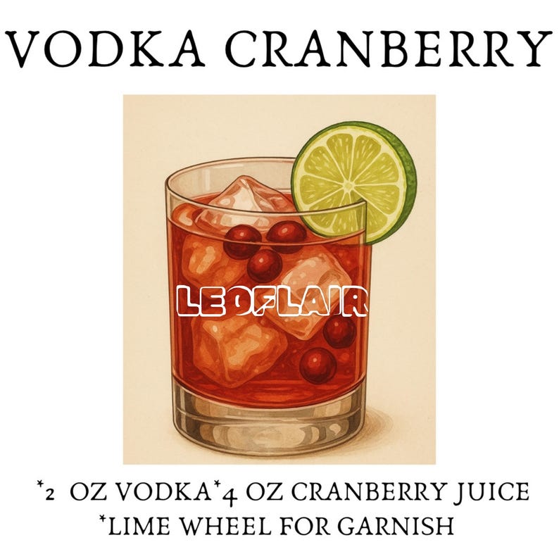 Vodka Cranberry Cocktail Poster – Bright Drink Wall Art – Summer Party ...