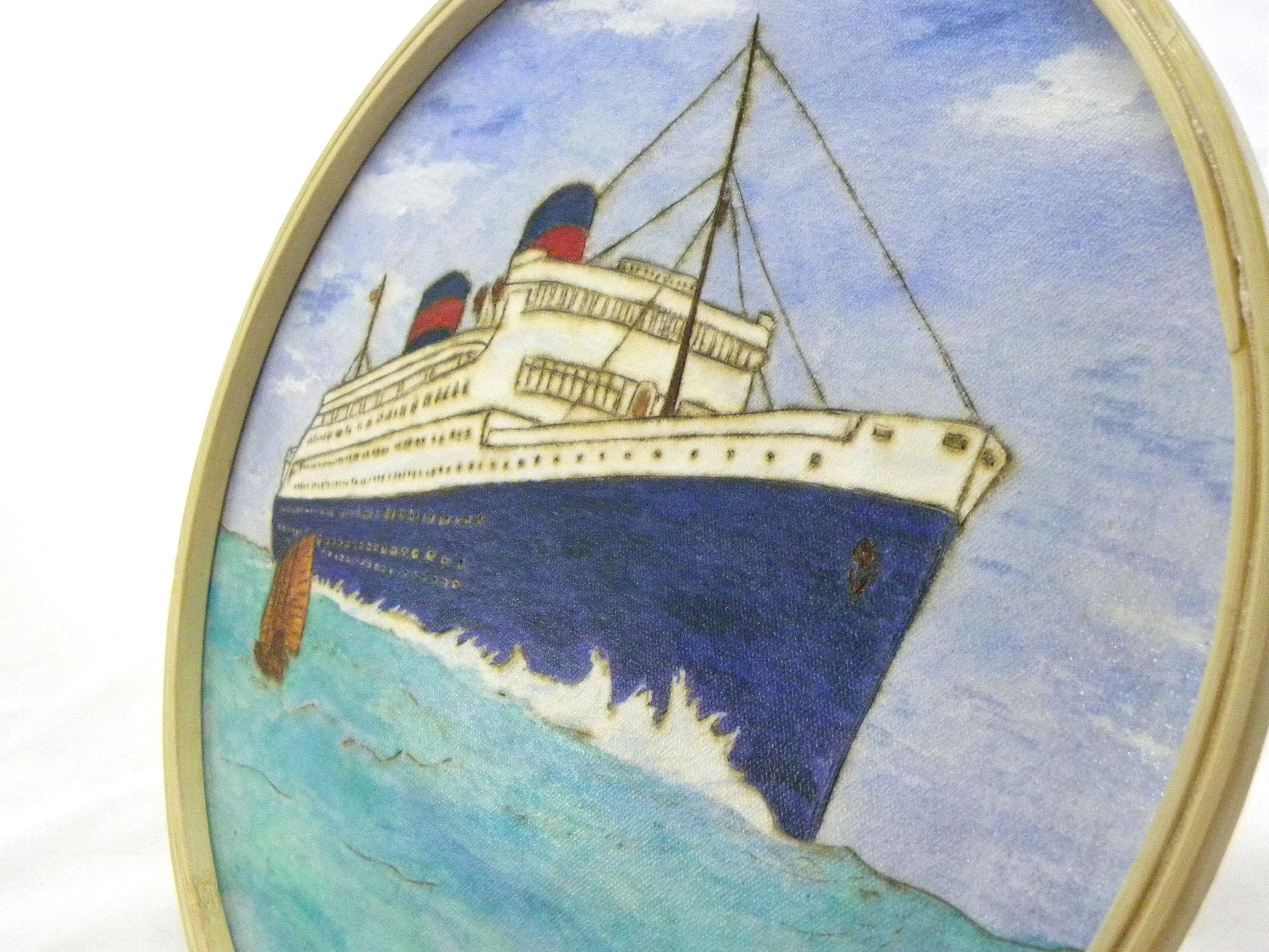 Blue Cruise Ship Watercolor Painting Wall Art - Etsy