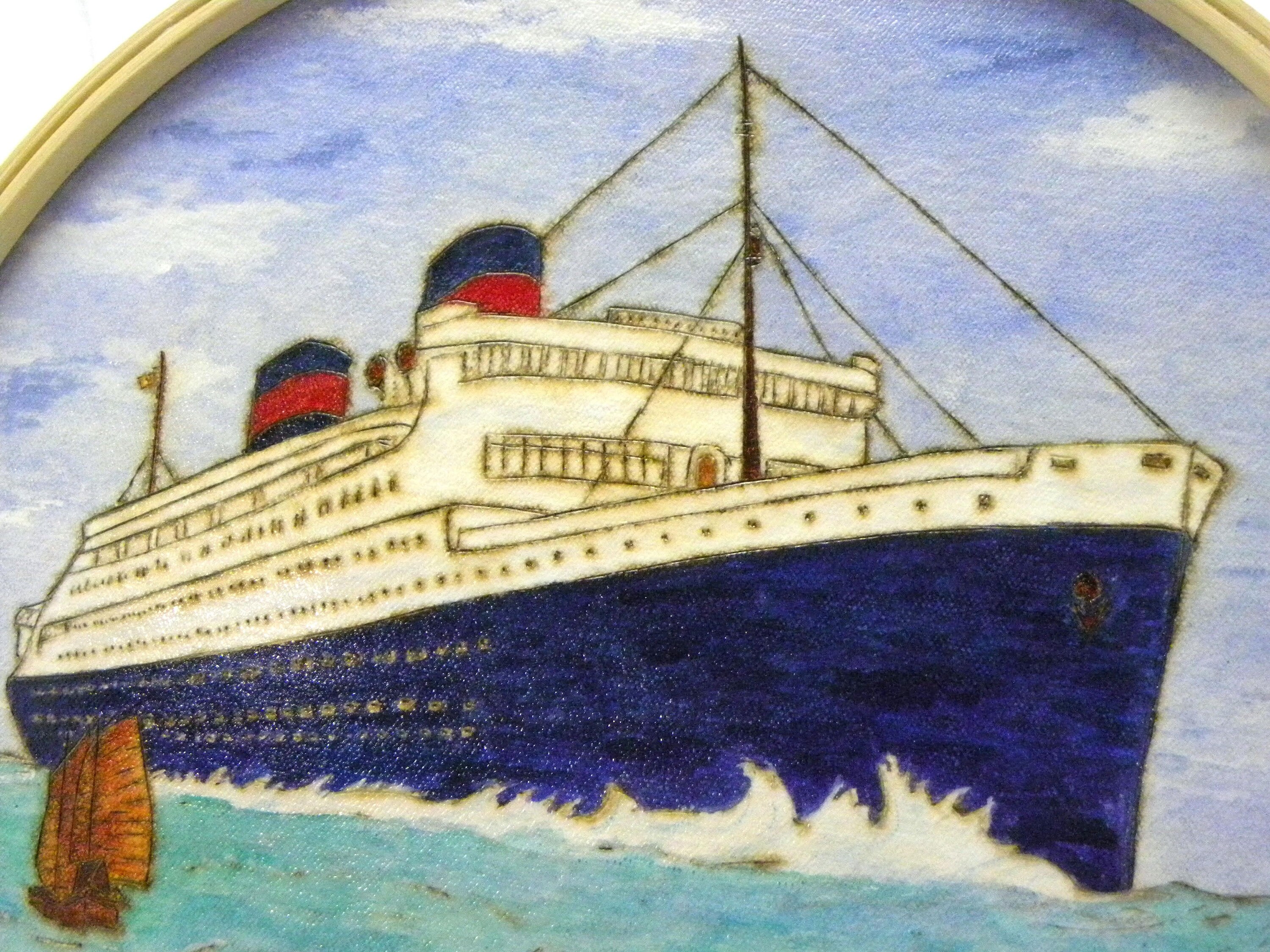 Blue Cruise Ship Watercolor Painting Wall Art - Etsy
