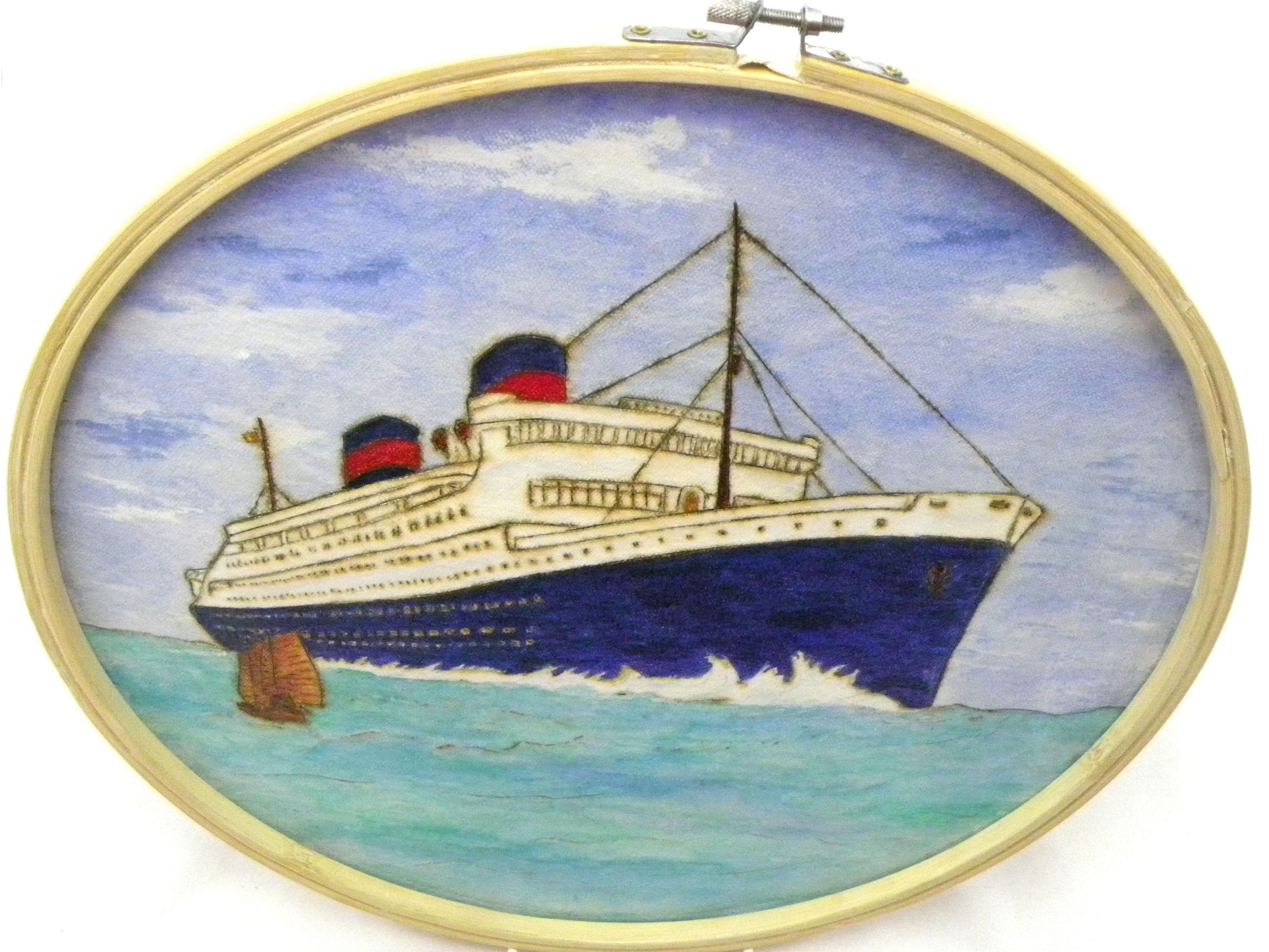 Blue Cruise Ship Watercolor Painting Wall Art - Etsy