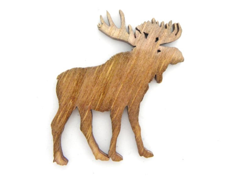Wood Moose Cut Out, Wood Moose Christmas Tree Ornament, Moose Magnet ...