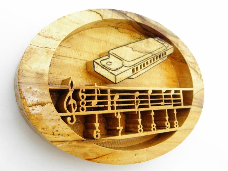 Harmonica Spalted Maple Wood Wall Art Décor - Etsy UK