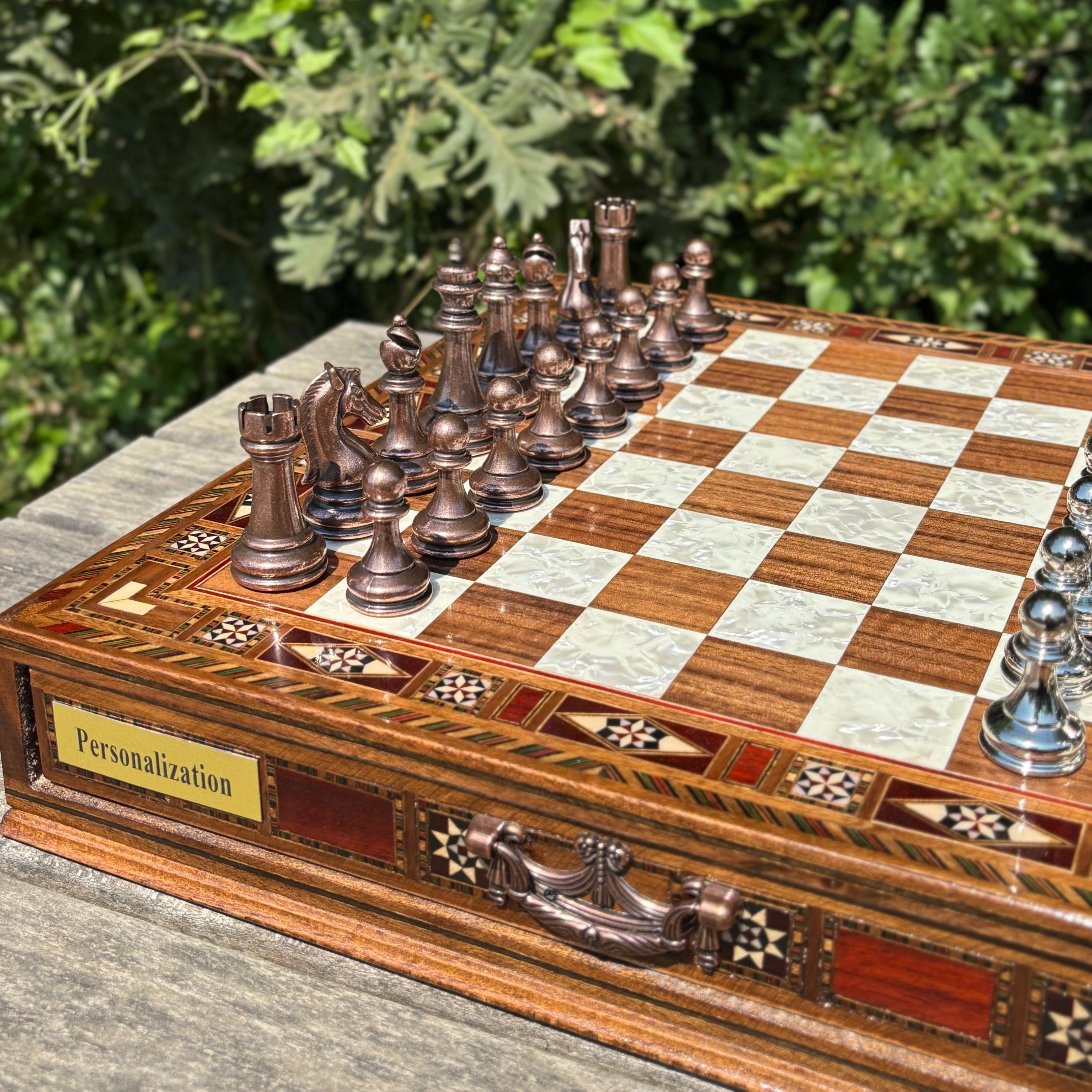 Custom Chess Set Handmade – Wooden Chess Board, Personalized Christmas ...