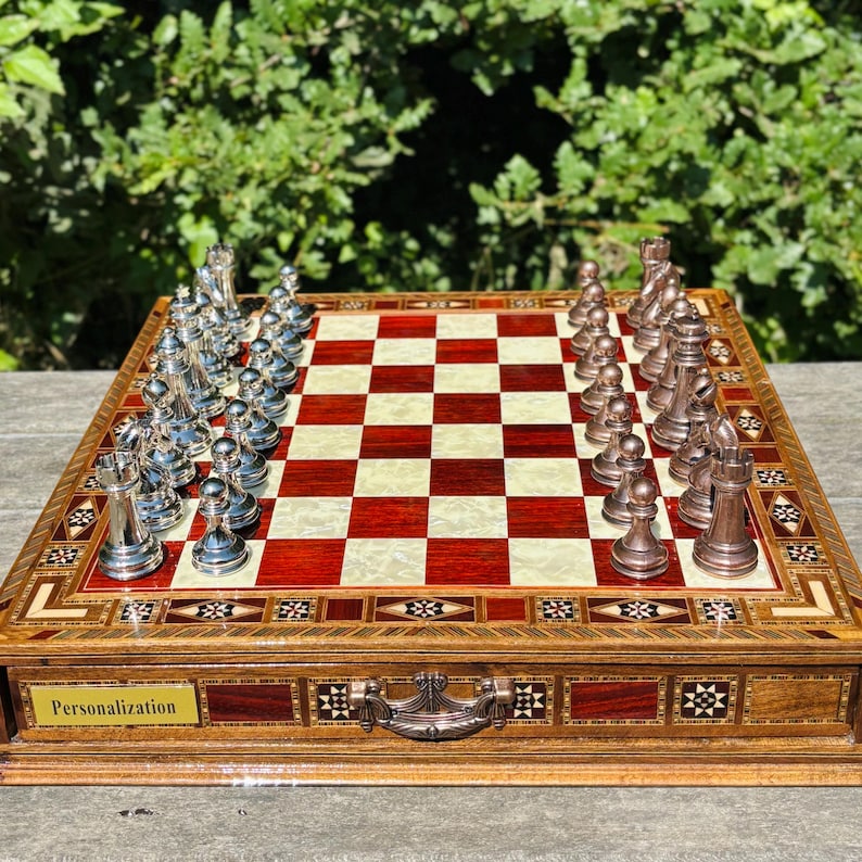 Custom Wooden Chess Set: Handmade Board With Personalized Engraving - Etsy