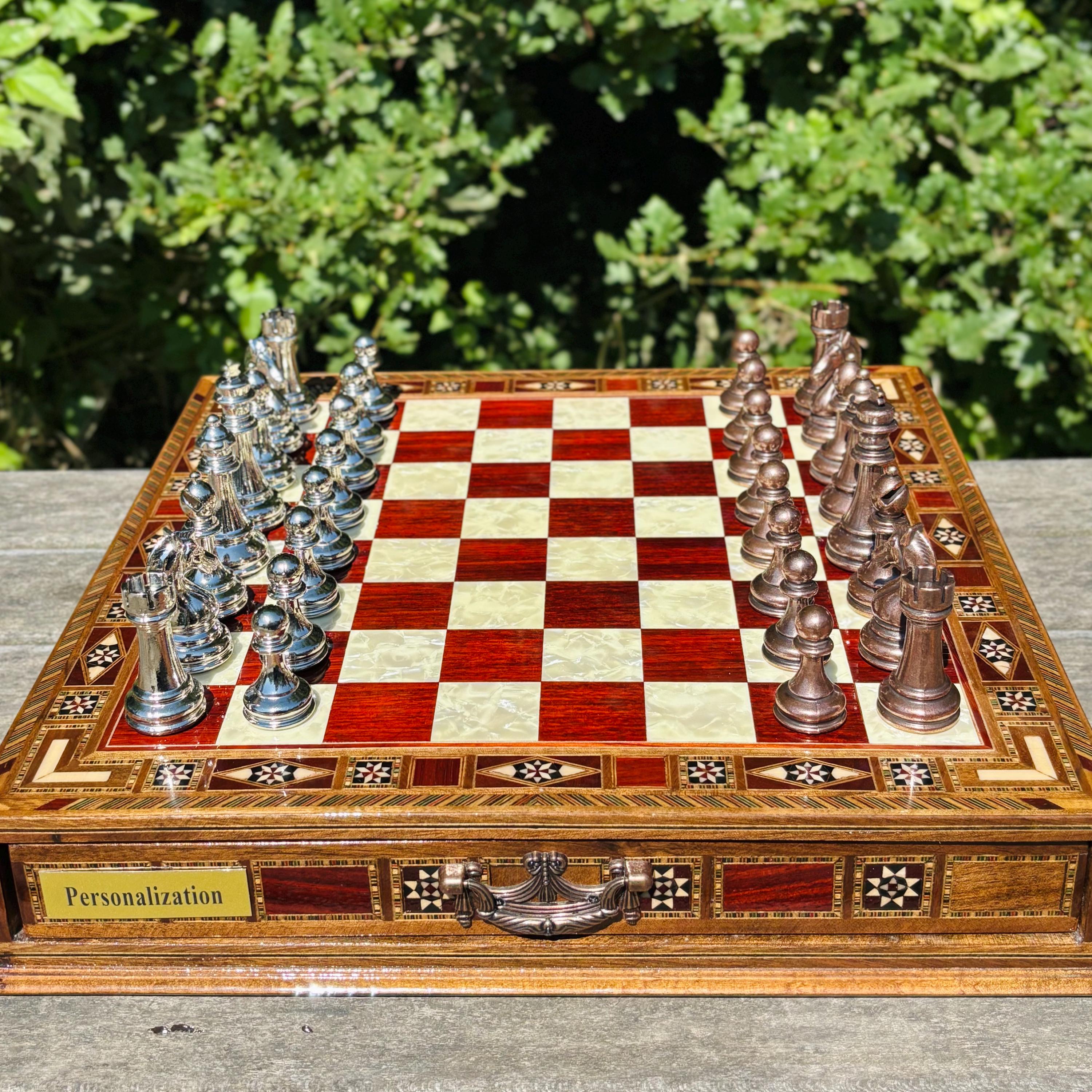Custom Chess Set Handmade – Wooden Chess Board, Personalized Christmas ...